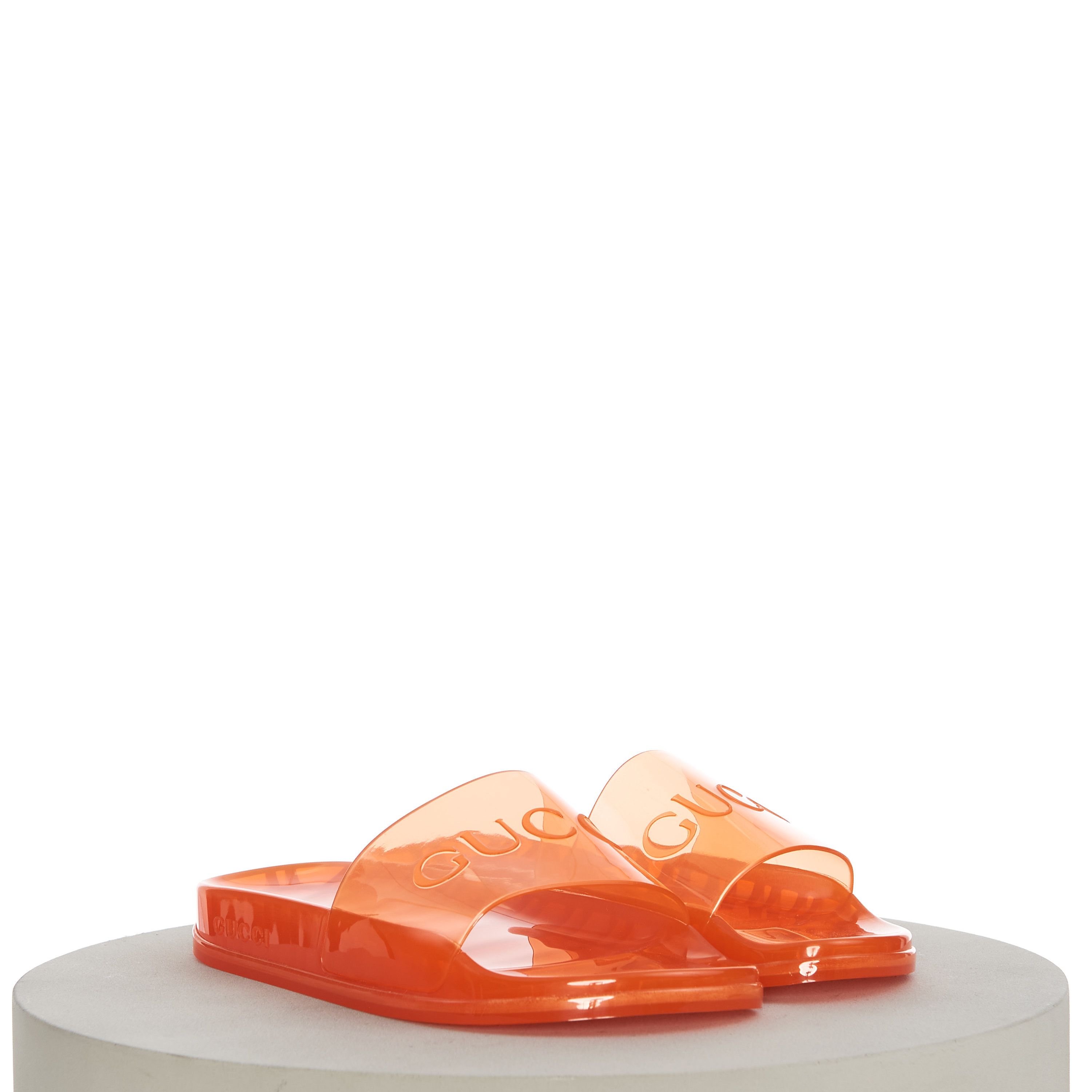 Gucci Men's Slide Sandals with Gucci Logo In Transparent Orange | Grailed