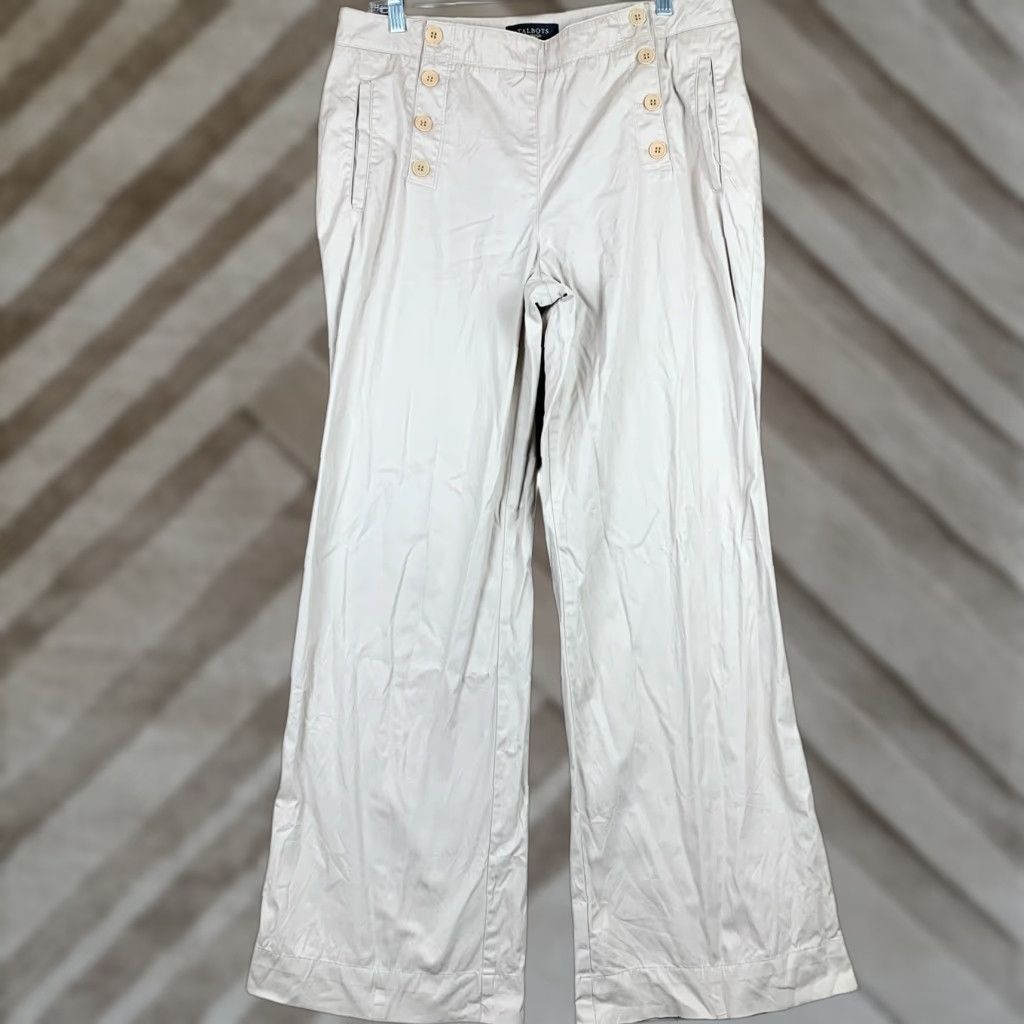 Talbots Talbots Womens Pants Tan Heritage Wide Leg Button Fly High Rise ...