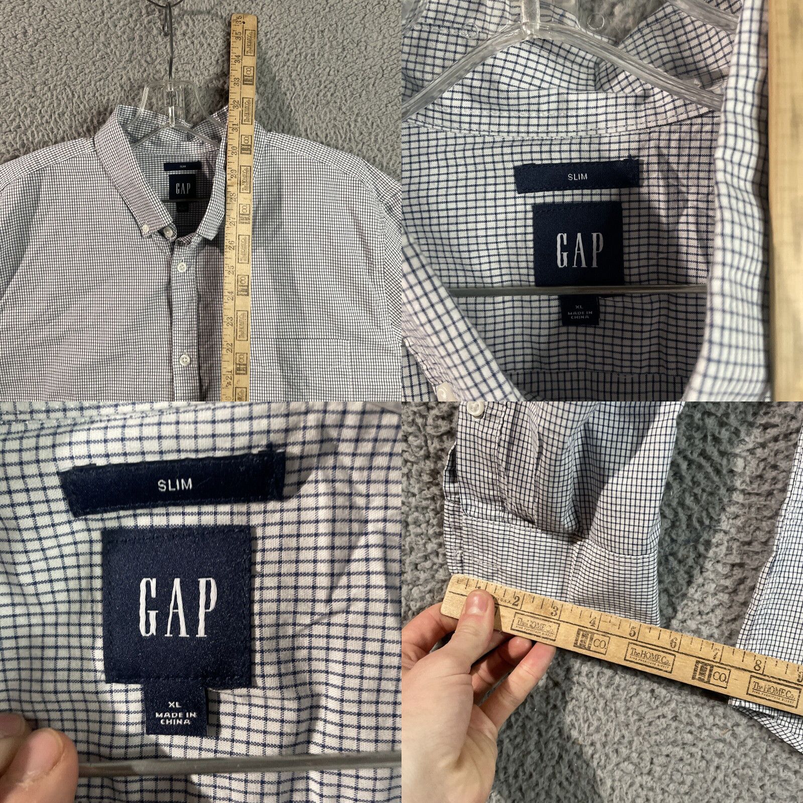 Gap Gap Shirt Mens Extra Large Slim Fit White Checkered Button Western ...