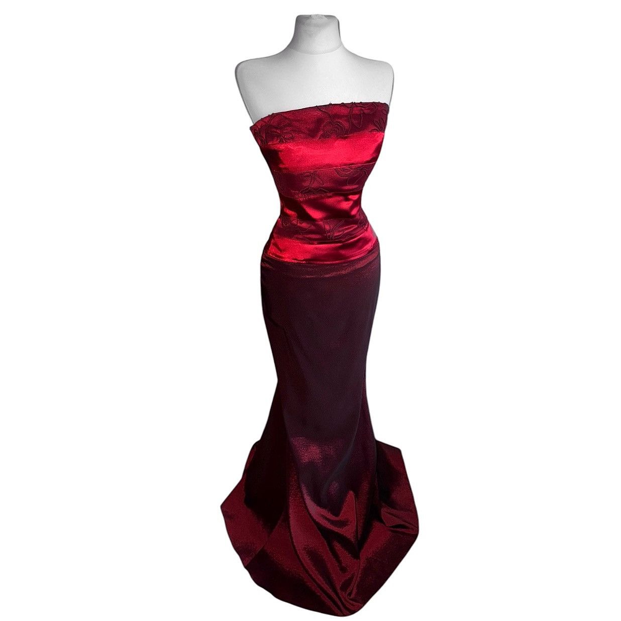 Vintage Iconic long red satin dress set | Grailed