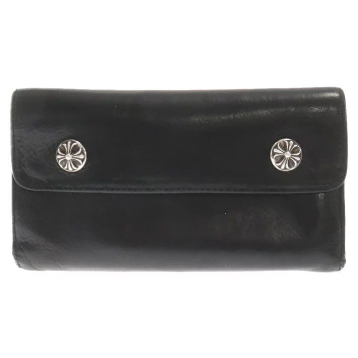 Chrome Hearts CHROME HEARTS WAVE CROSS BALL LEATHER SILVER WALLET | Grailed