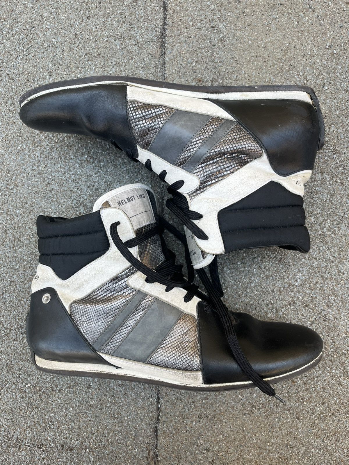 Helmut Lang SS'03 Helmut Lang Archive Silver High-Top Shoes Boots Y2K ...