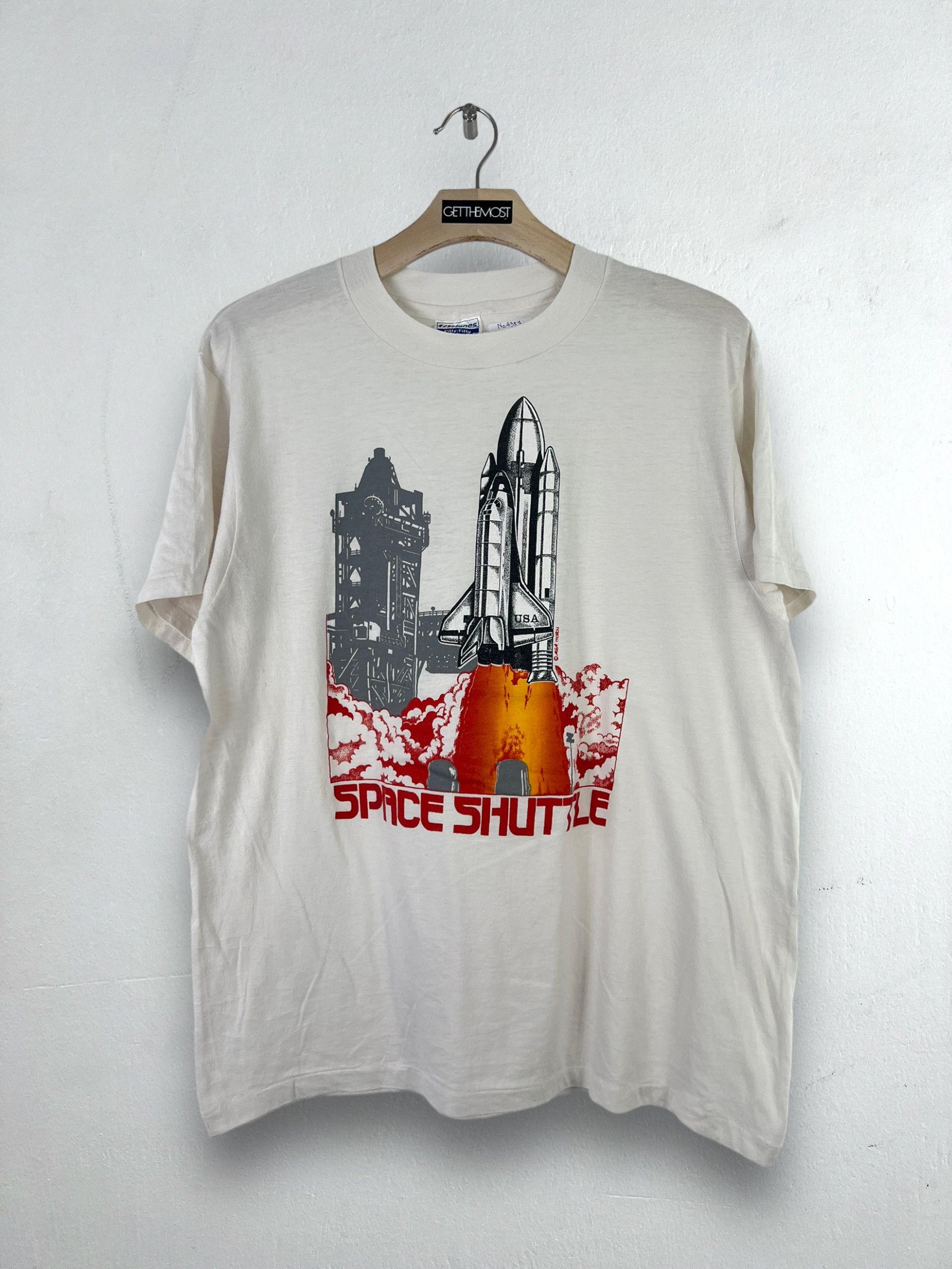 Vintage No.4387 3For$100SHIP Vtg 80s Space Shuttle Art Tee (XL) | Grailed
