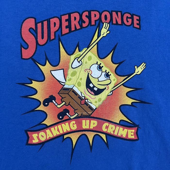 Nickelodeon Y2K Vintage 2001 SpongeBob “soaking up crime” tee!! | Grailed