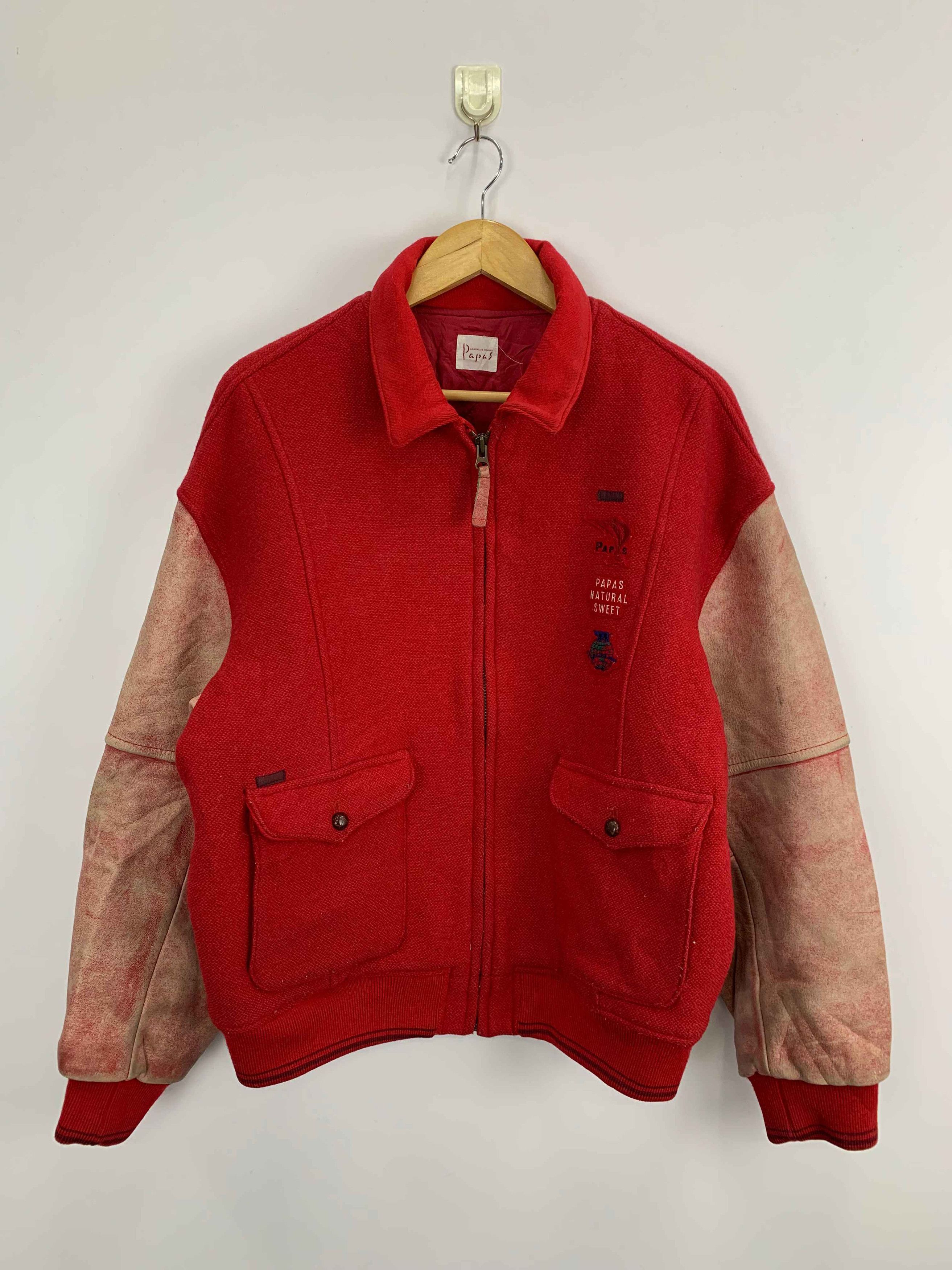 Vintage Vintage Papas Wool Sleeve Leather Varsity Jacket | Grailed
