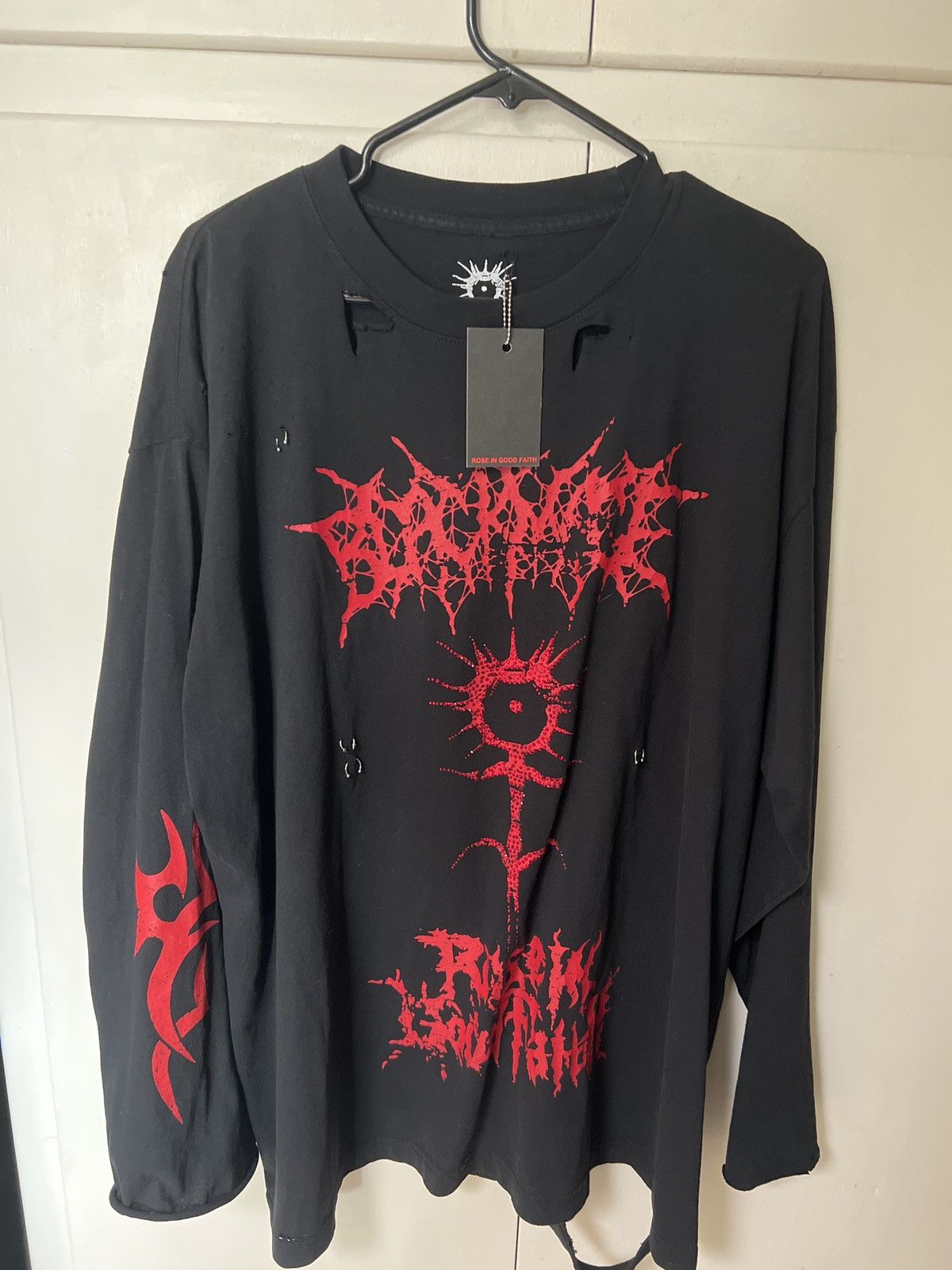 Ghostemane × ROSE IN GOOD FAITH Ghostemane “FLESH” SWAROVSKI SHIRT ...