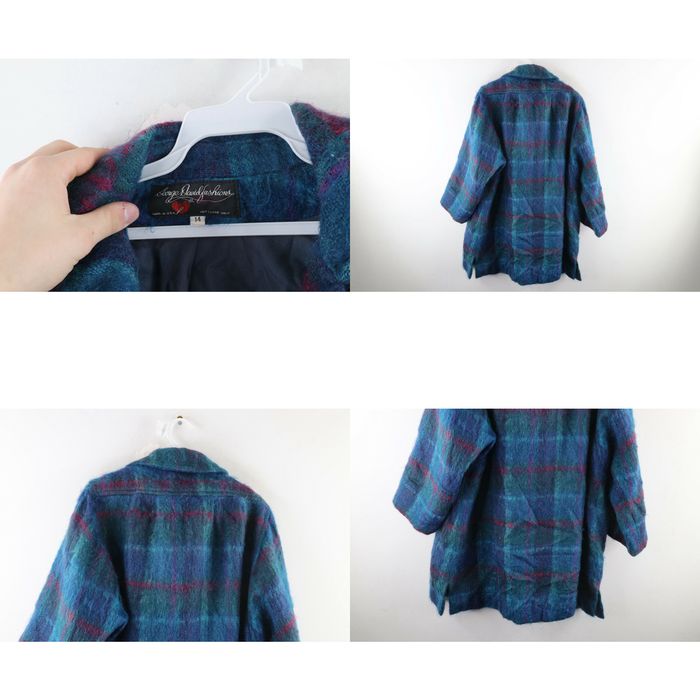 Rainbow Vtg 90s Rockabilly Womens 14 Petite Rainbow Plaid Mohair Wool ...