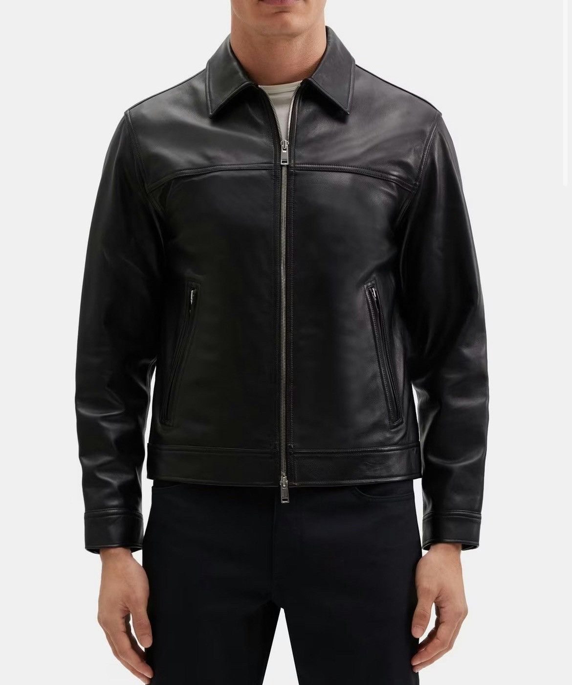 Theory THEORY ZIP UP JACKET IN LAMB LEATHER | Grailed