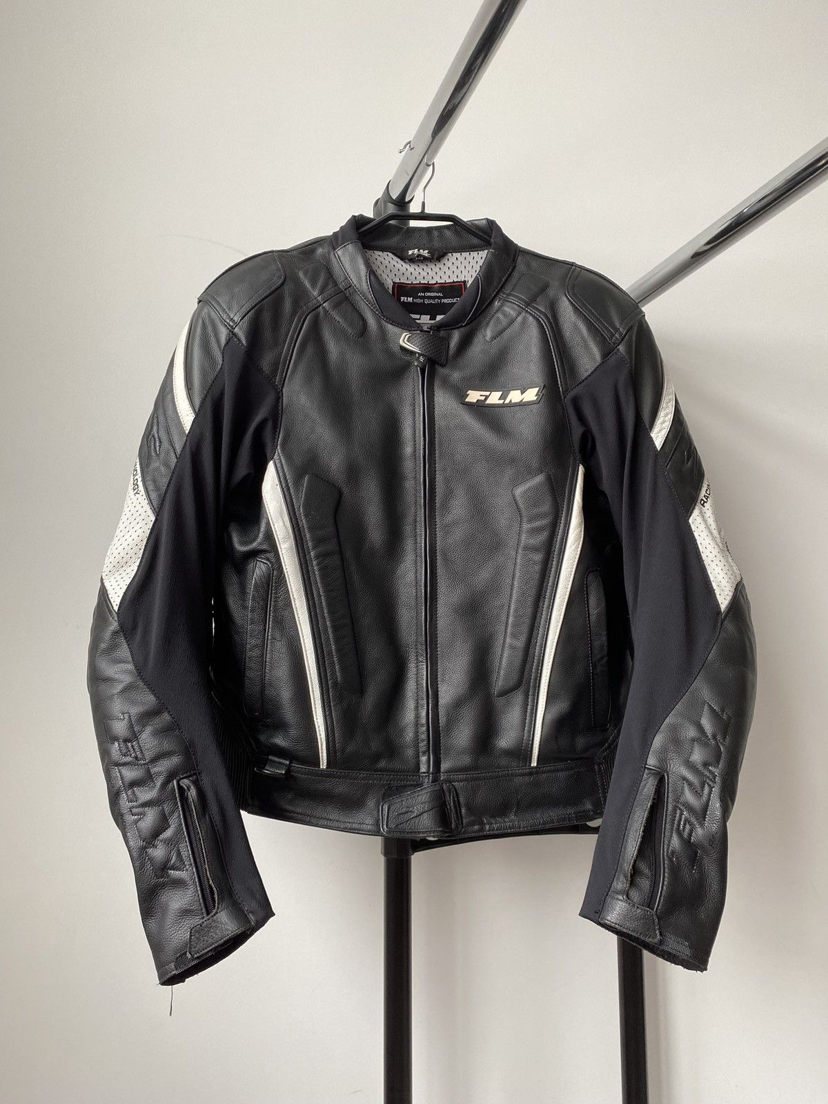 Leather Jacket Vintage FLM Moto Racing Leather Jacket Hype Balenciaga ...
