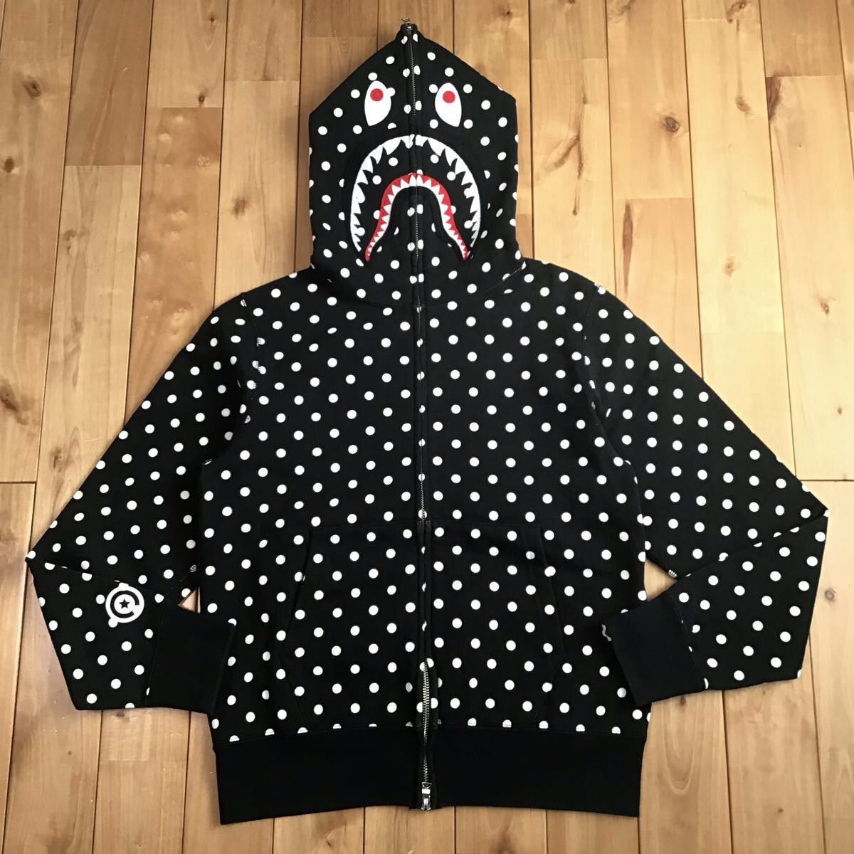Bape BAPE Dot pattern shark full zip hoodie black a bathing ape | Grailed