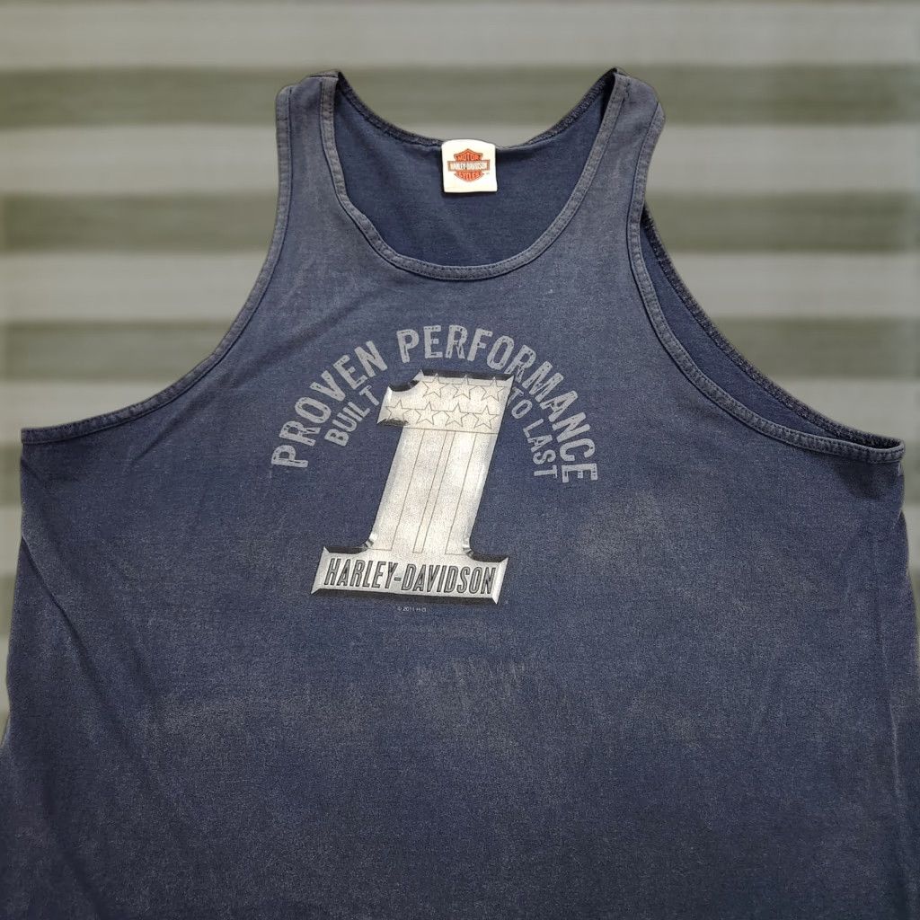 Harley Davidson VINTAGE Harley-Davidson Tank Mens XL Faded Trashed ...