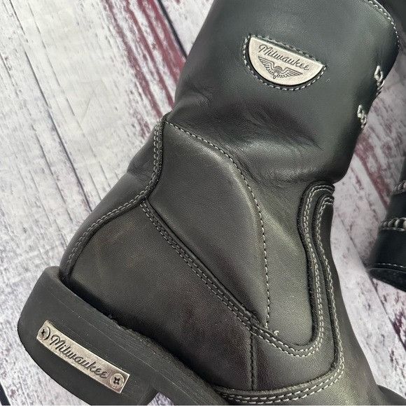 Vintage Milwaukee Black Leather Motorcycle Shifter Boots | Grailed