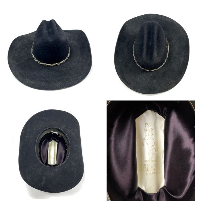 Stetson VTG Stetson Stallion Black Wool Western Cowboy Hat USA Made Men ...