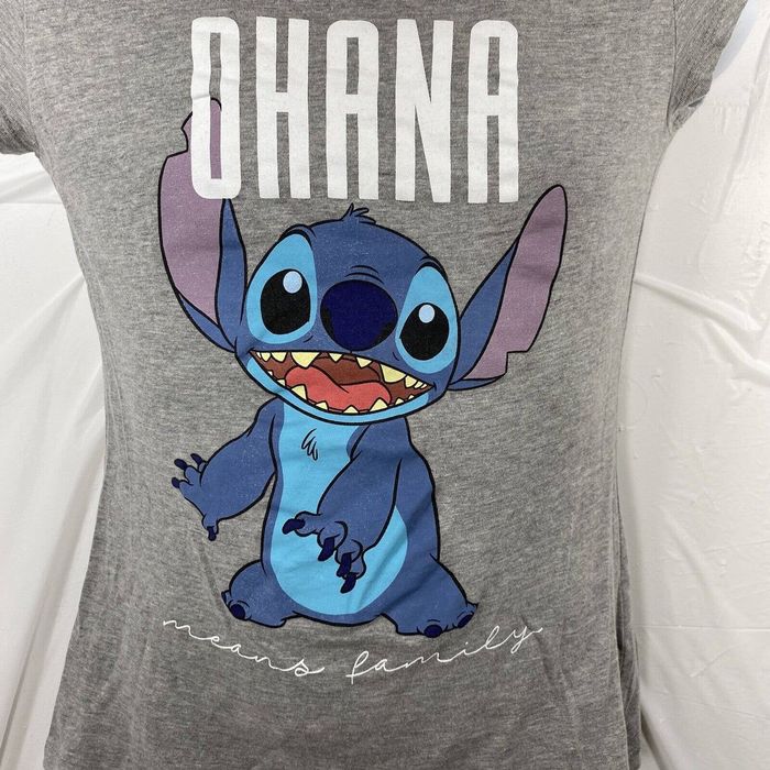 Disney Disney Lilo & Stitch Gray Graphic Tee 'Ohana Means Family' | Grailed