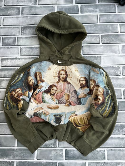 Nike Vintage Japanese Custome Jesus Nike Big Logo Hoodie 90s | Grailed