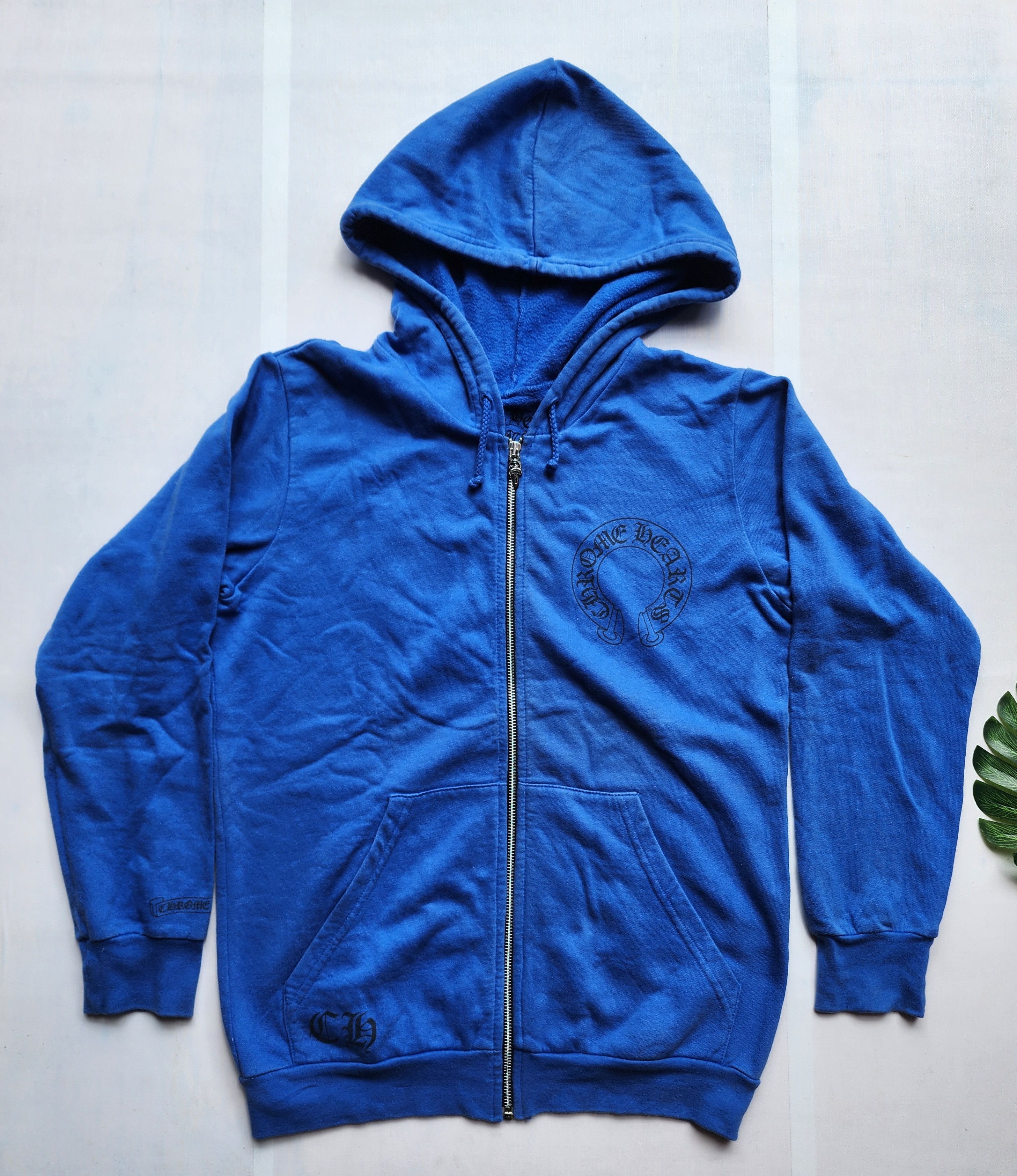 Chrome Hearts Chrome Hearts Blue Cross Horseshoe Dagger Zip Up Hoodie ...