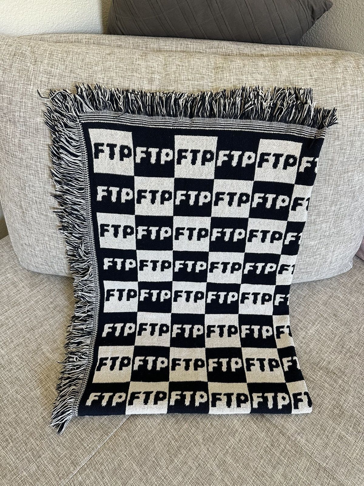 Fuck The Population FTP WOVEN CHECKERED LOGO BLANKET | Grailed