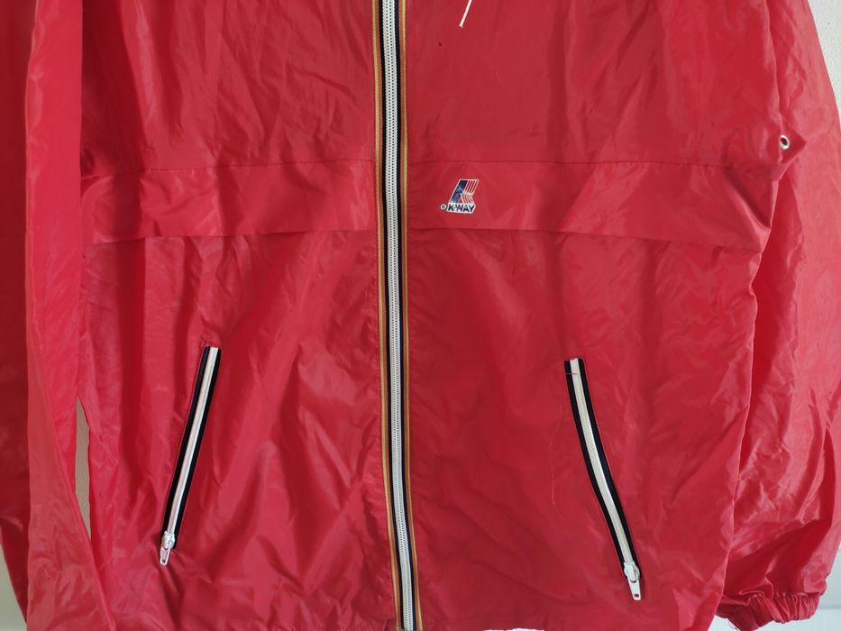 K Way K-Way Windbreaker Cagoule Jacket Red Nylon | Grailed