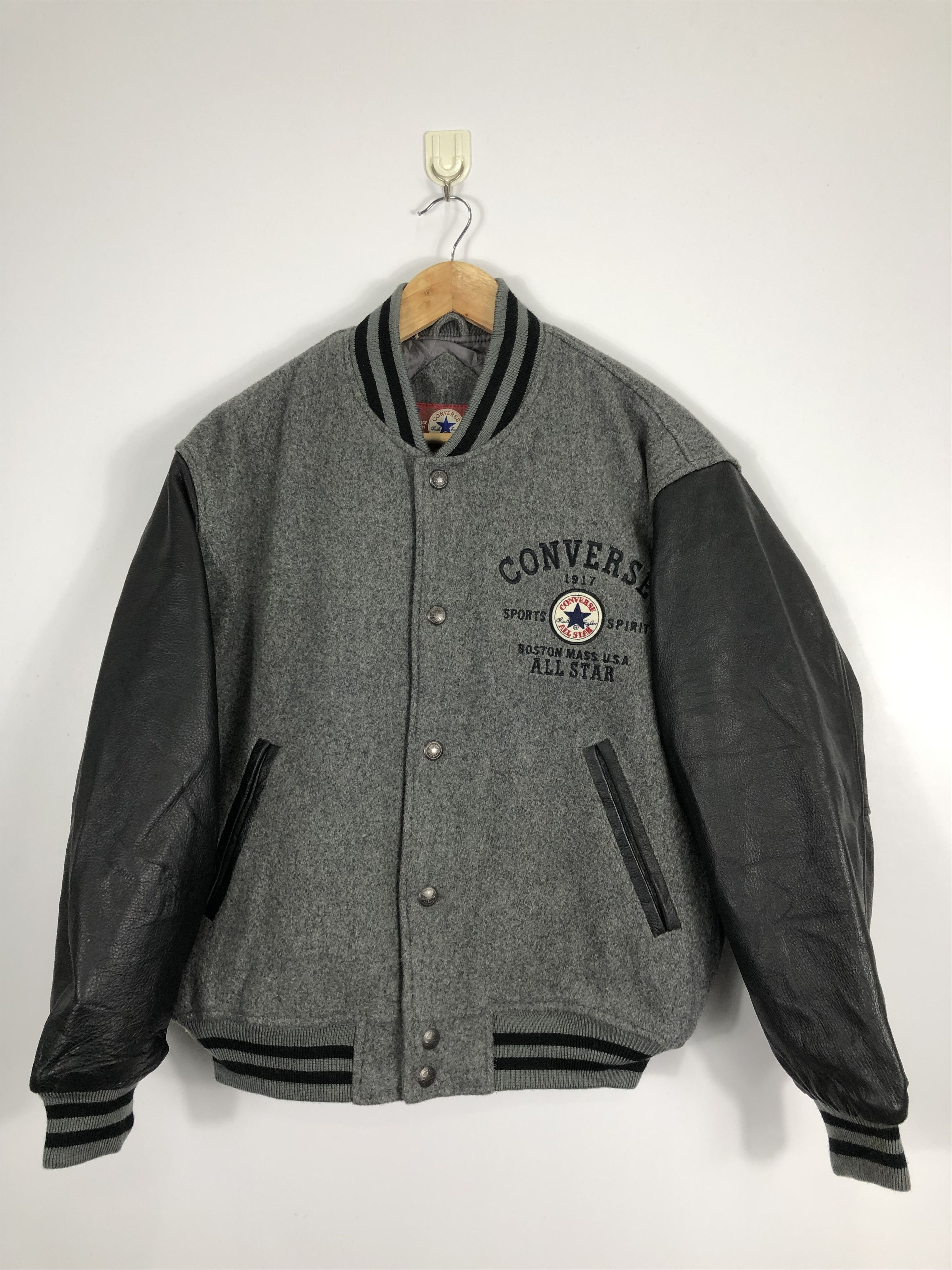 Converse × Varsity Jacket × Vintage Vintage 90s Converse Big Logo ...