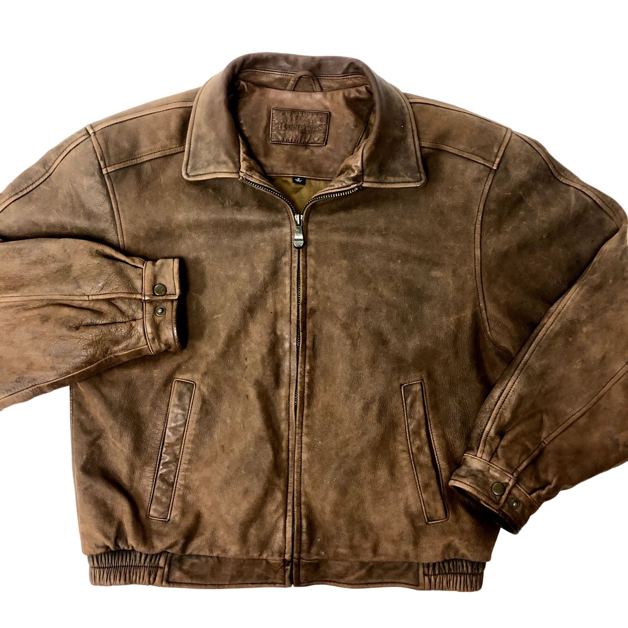 Croft & Barrow Vtg Croft & Barrow Men WHISKEY Brown Leather BOMBER ...