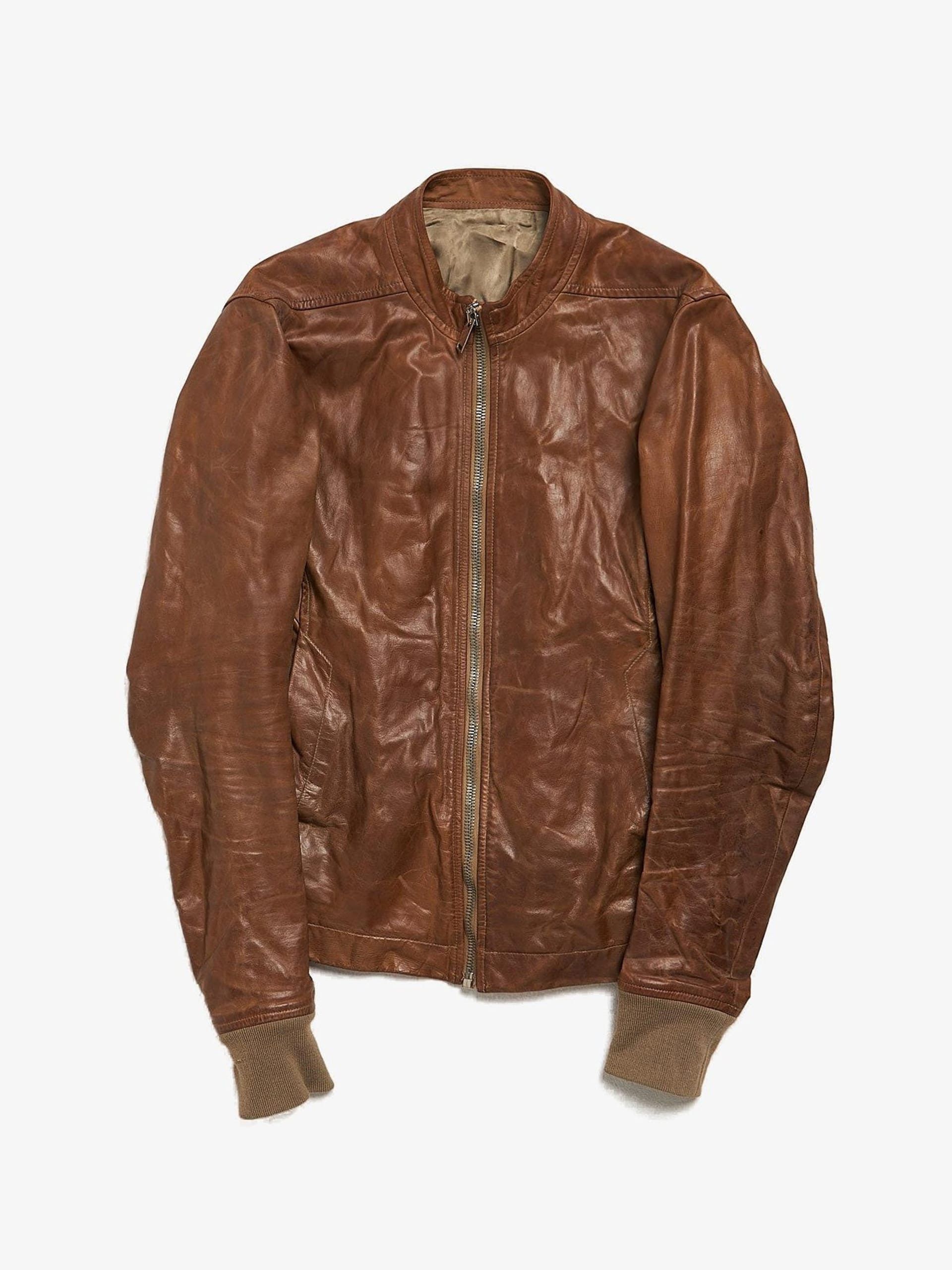 Rick Owens Brown Leather Olmar Mirta Jacket | Grailed
