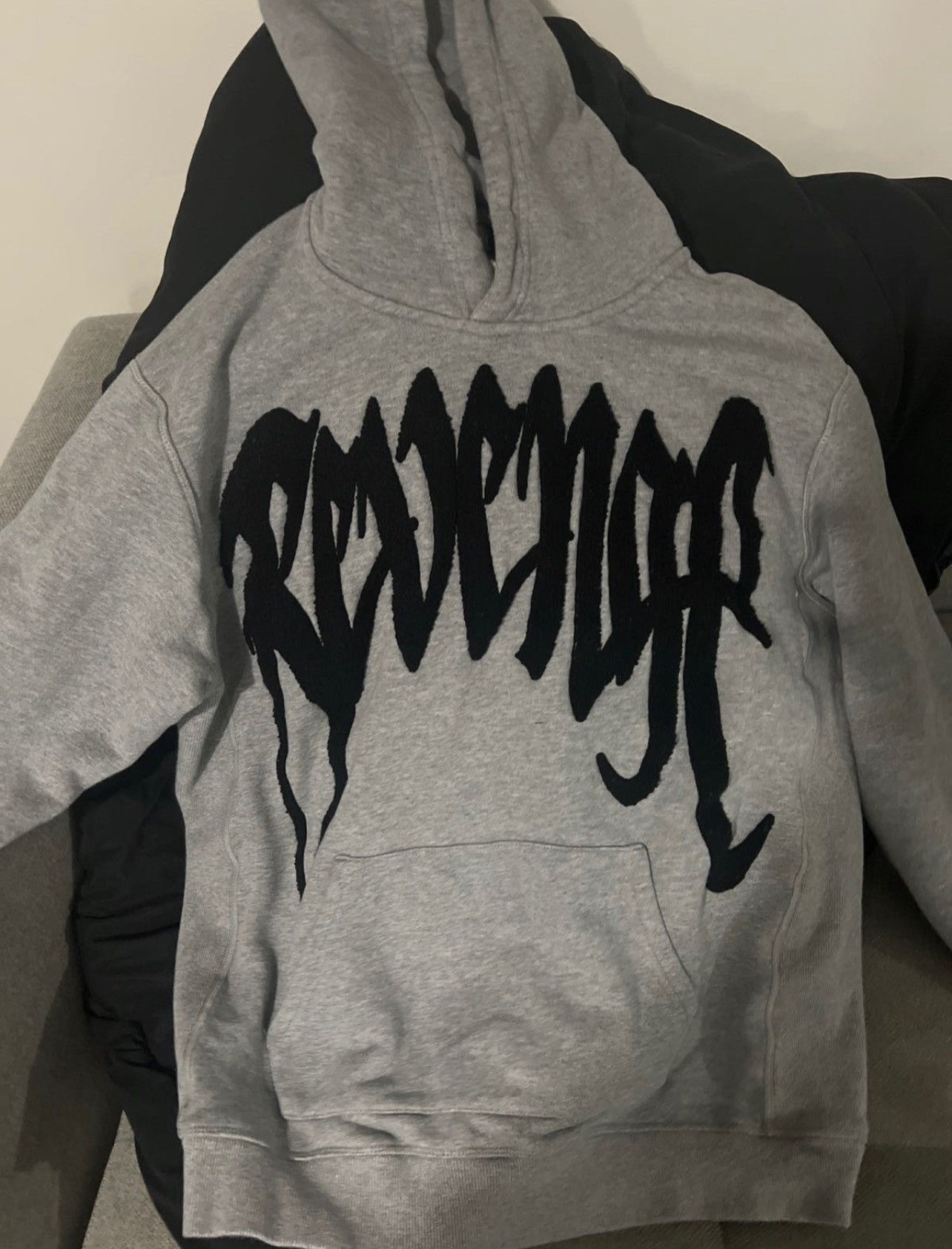 Revenge Revenge Hoodie Grey and Black | Grailed