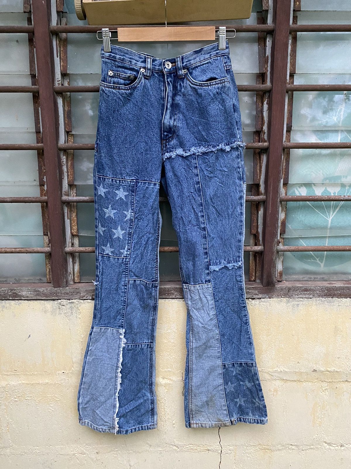 Japanese Brand CAT Jeans Patchwork Denim Flare Pants | Grailed