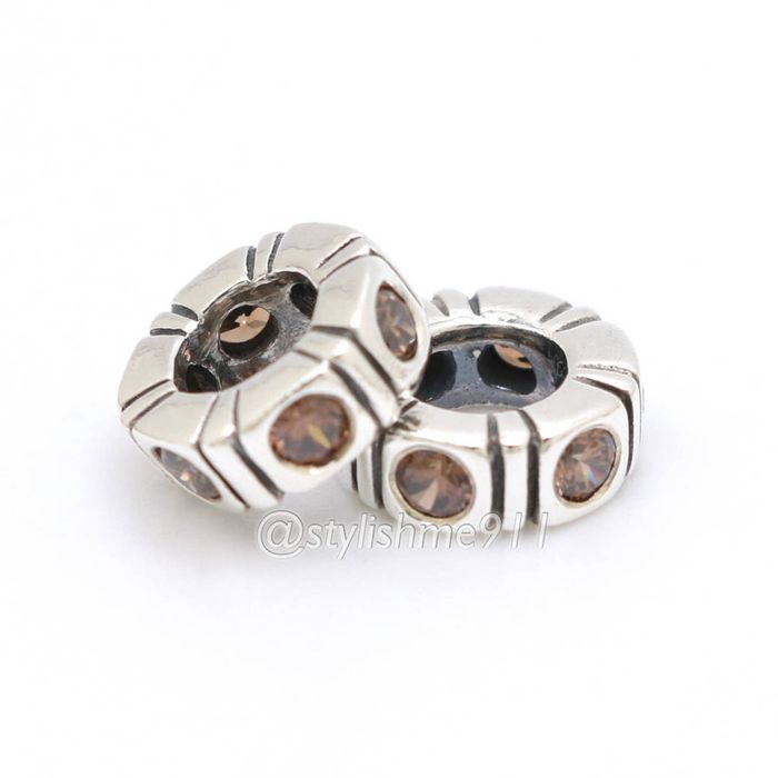 pandora Two PANDORA Brown Northern Light Spacers with Brown CZ | Grailed