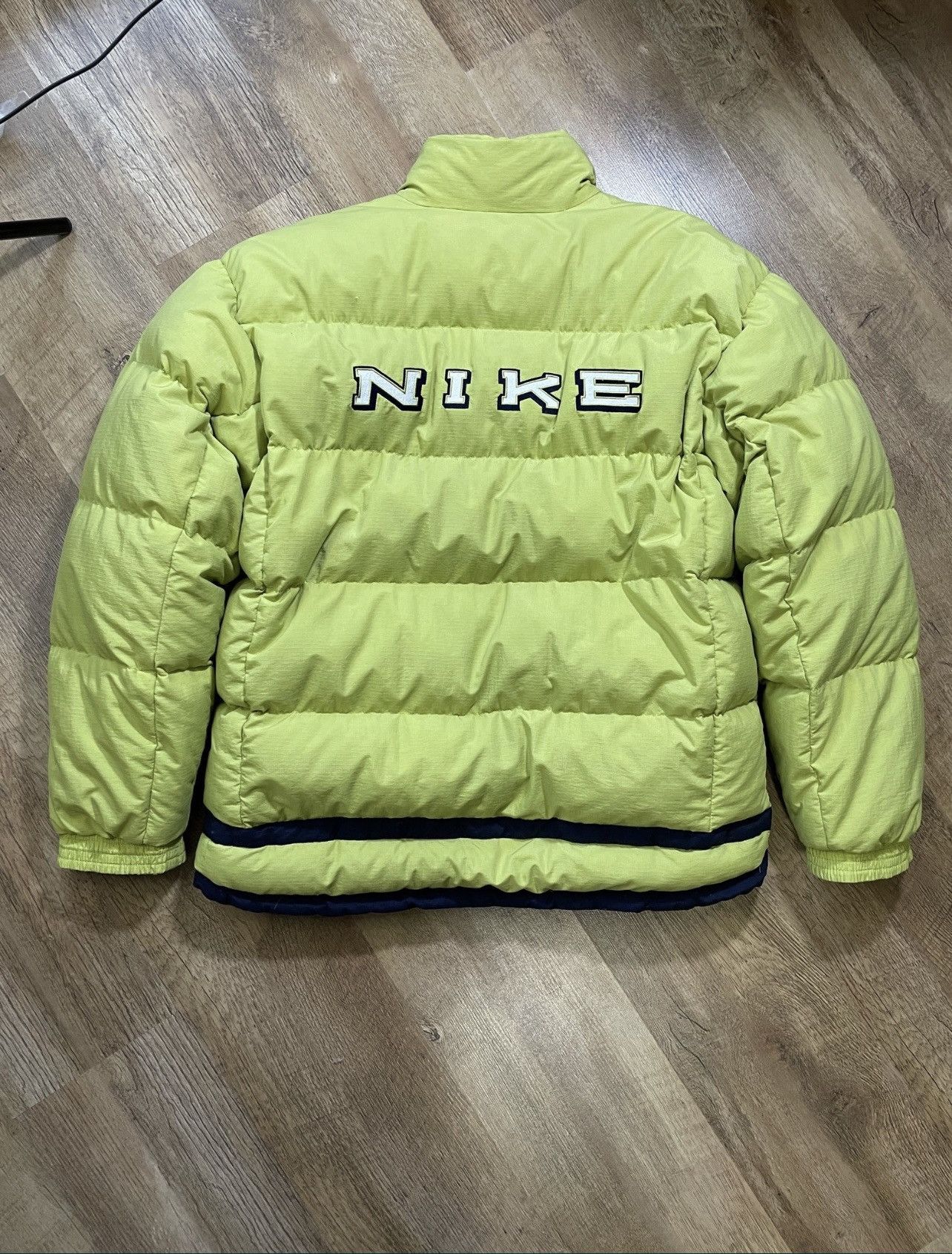 Nike × Vintage 💚GREEN 💚 90s RARE reversible Spell out Nike Puffer Jacket | Grailed