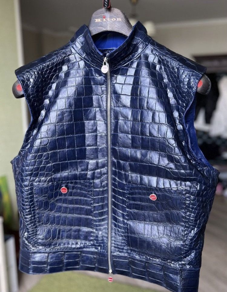 Kiton RARE! Kiton Leather Crocodiles Effect Vest | Grailed