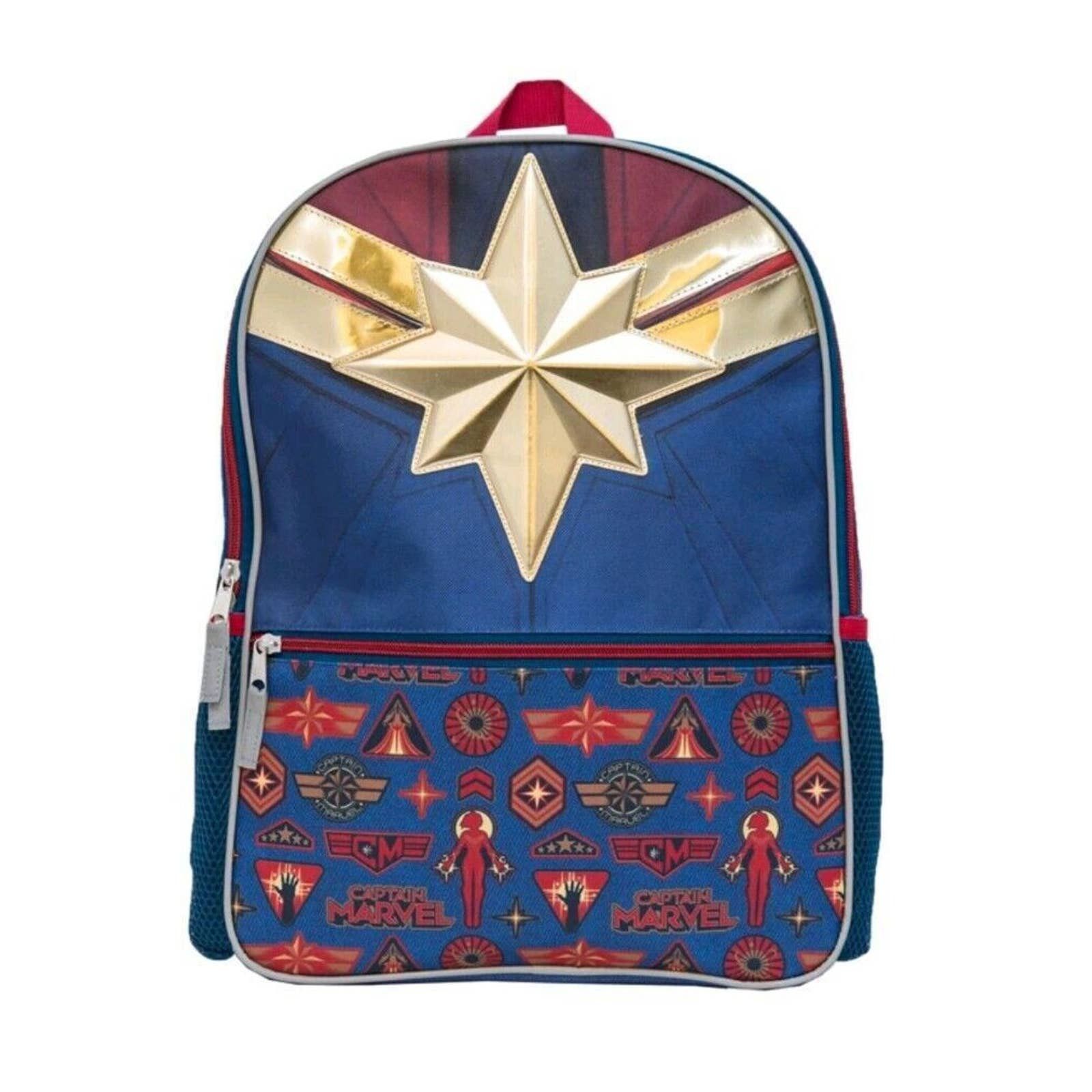 Marvel Comics Captain Marvel Avenger Gold Logo Laptop Pocket Backpack ...