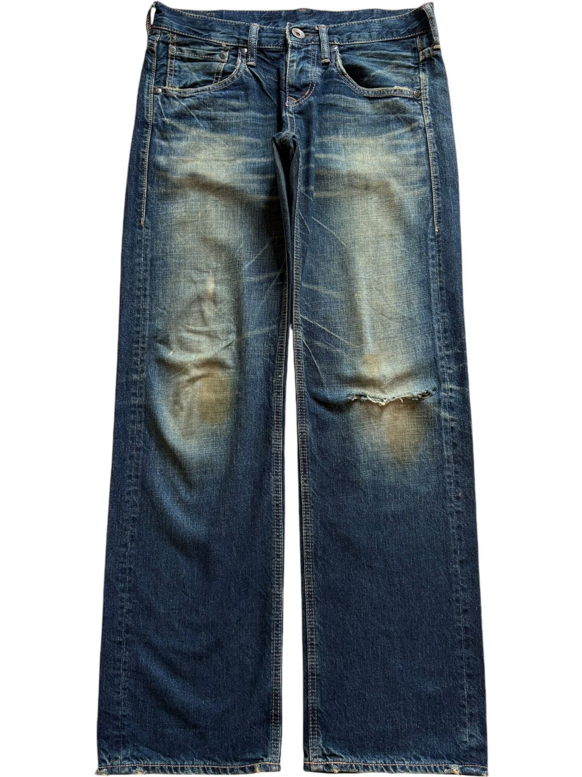 Distressed Denim Vintage Japanese Brand Rusty Mud Wash Distress Baggy ...