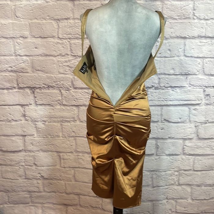 Nicole Miller Nicole Miller metallic copper and gold satin mini dress ...