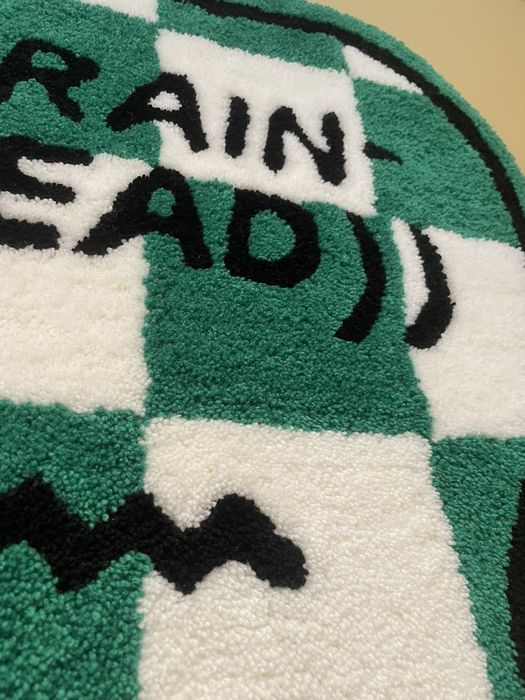 Brain Dead Green checkered Brain Dead logo rug | Grailed