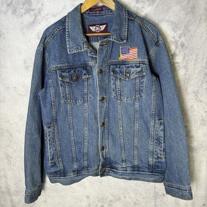 Vintage Eagle Embroidered Denim Jacket Mens Large Blue American Flag ...