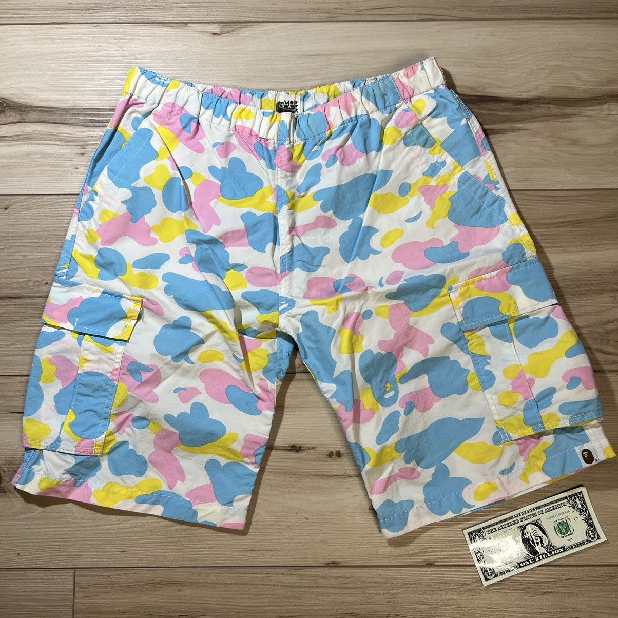 Bape × Nigo Cotton Candy Cargo Swim Shorts | Grailed