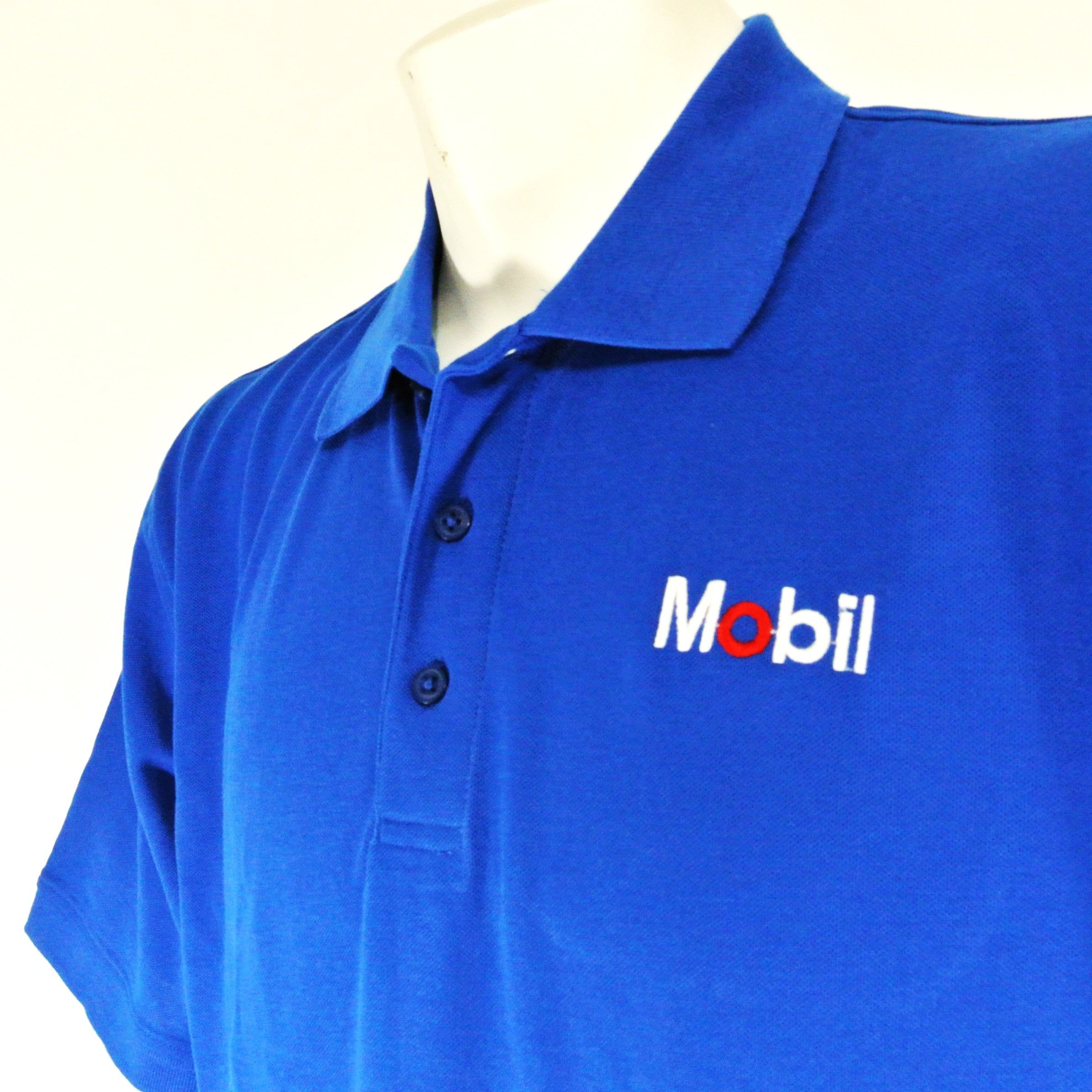 Mando MOBIL Gas Station Oil Employee Uniform Polo Shirt Blue | Grailed