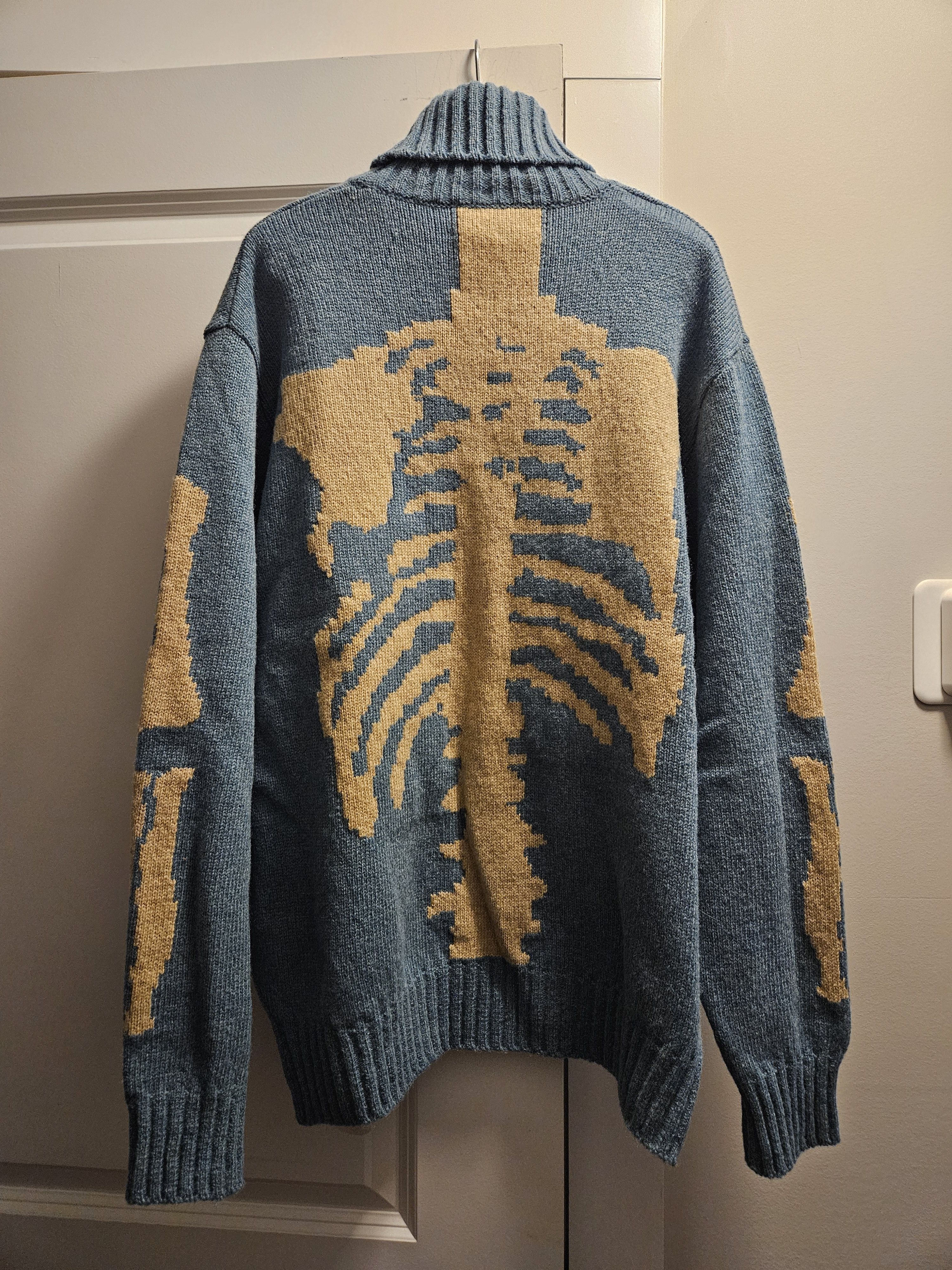 Kapital Kapital Skeleton 4G Bone Knit Turquoise Turtleneck Sweater ...
