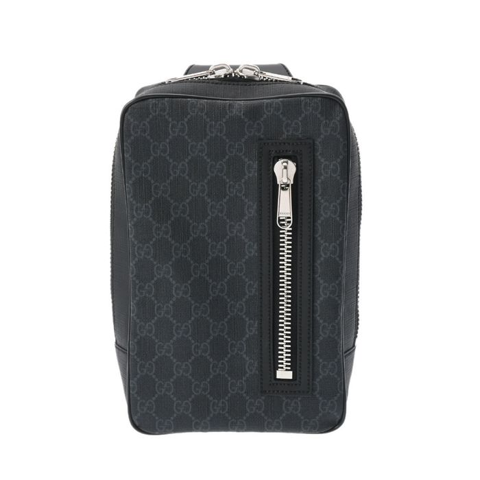 Gucci Gucci Sling Backpack Gray 478325 Men's GG Supreme Canvas Leather ...