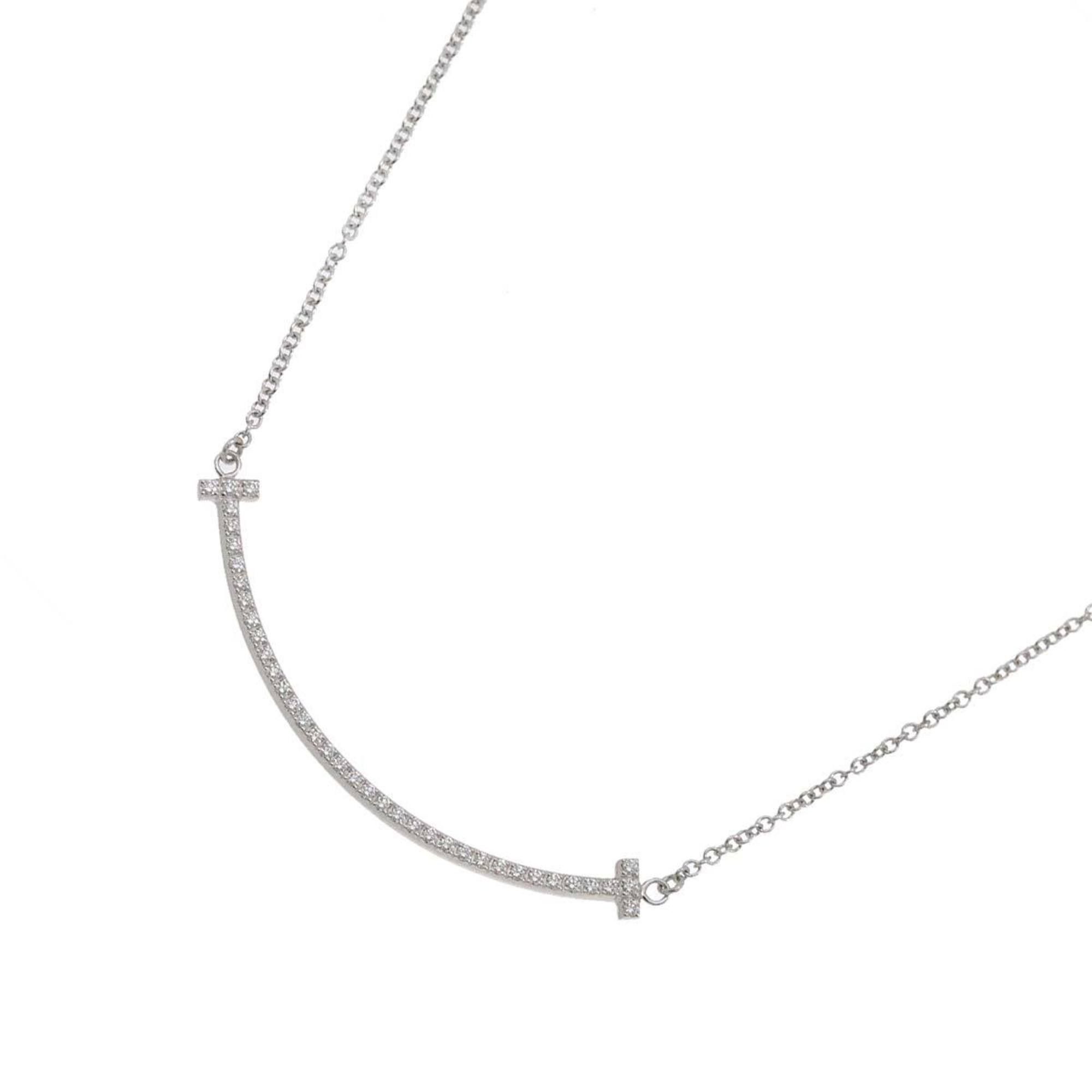 Tiffany & Co. Tiffany & Co. T Smile Diamond Necklace 40cm Small K18 WG ...