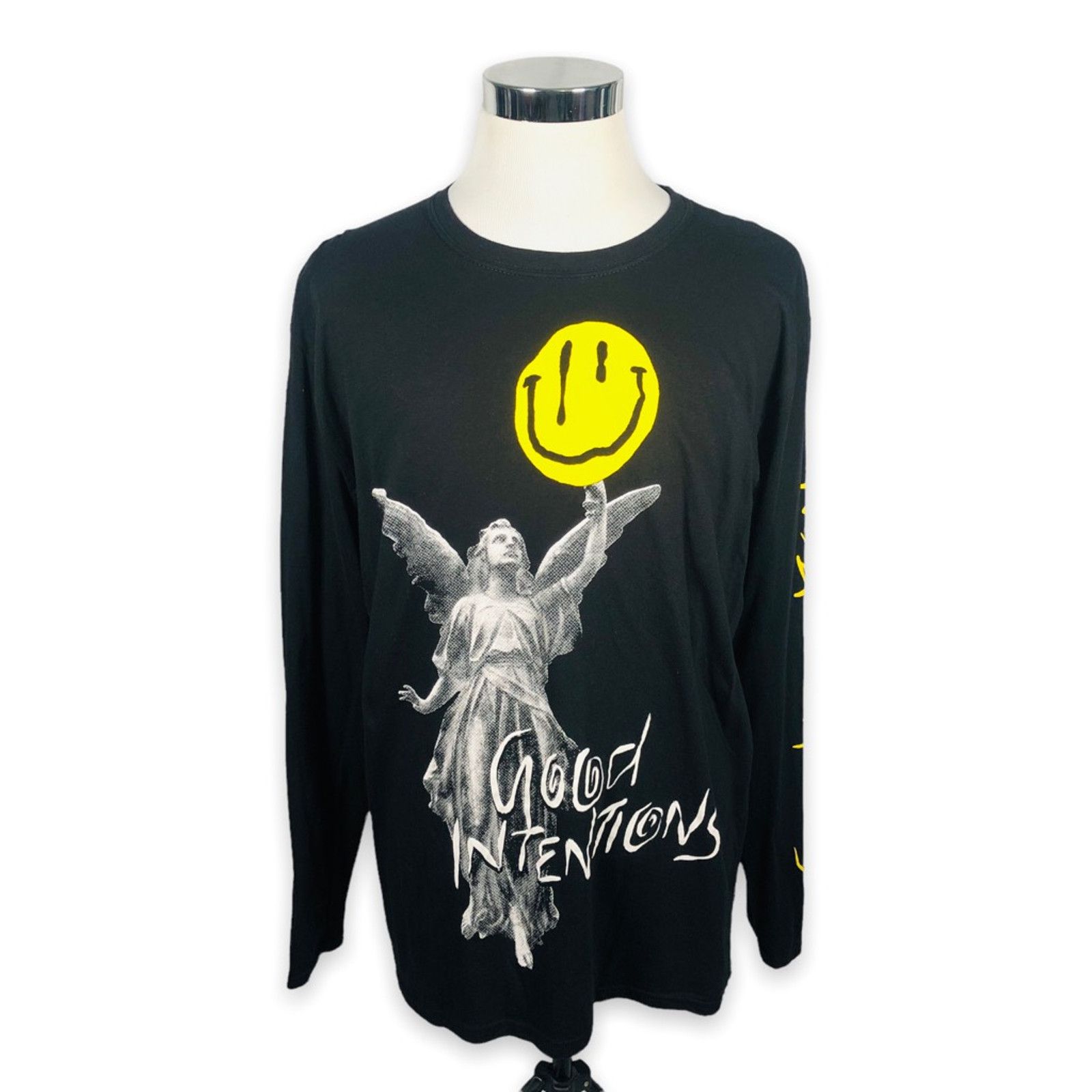 The Unbranded Brand Good Intentions Nav XO T-Shirt Black Yellow Long ...