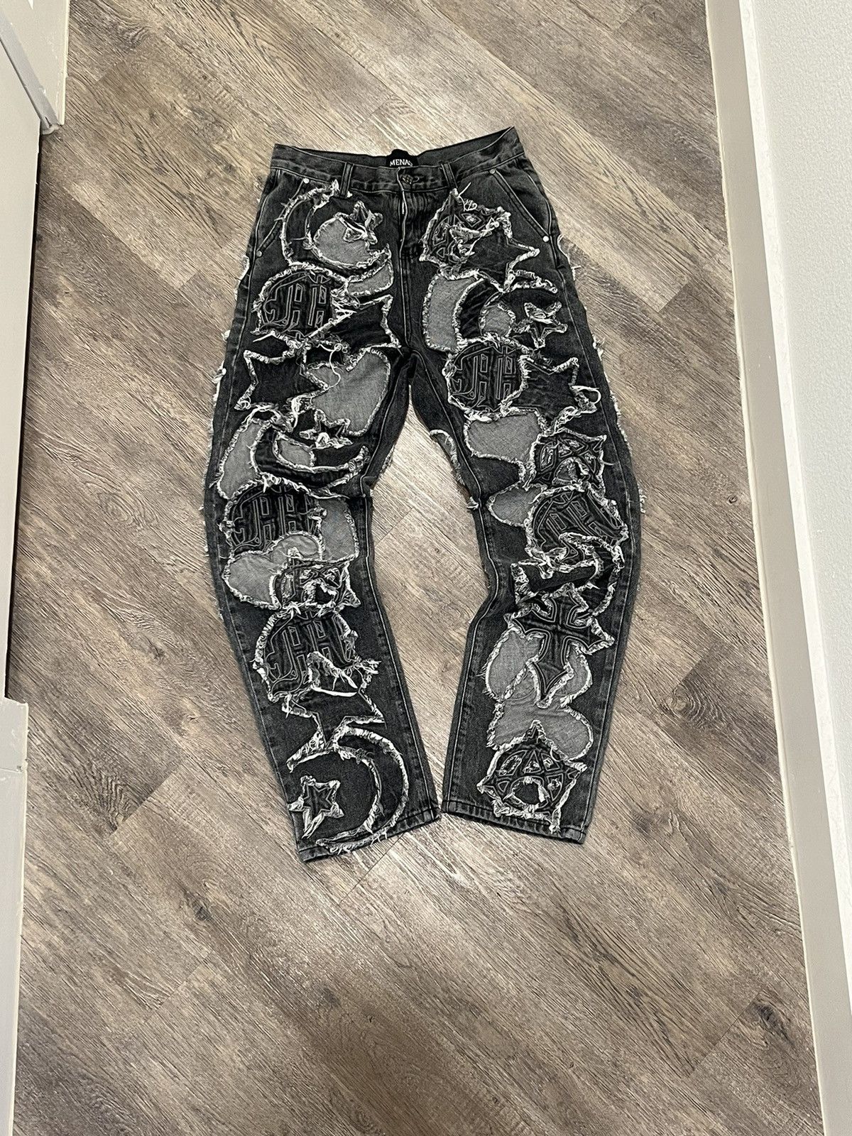 Menace MENACE LA Iconography Denim Patchwork Pants | Grailed