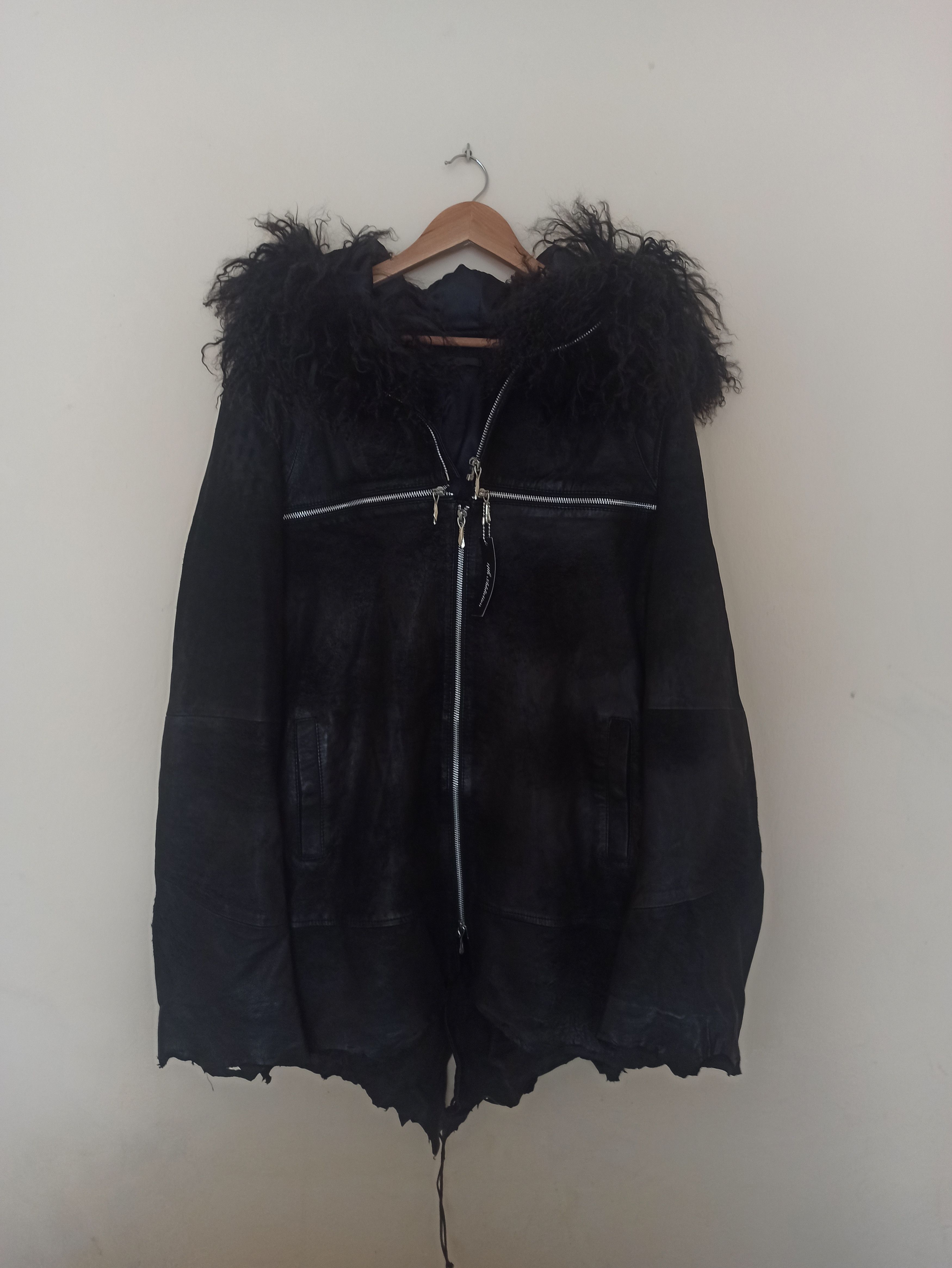 14th Addiction 14th Addiction Cross Zip Leather Hooded Jacket with Fur | Grailed