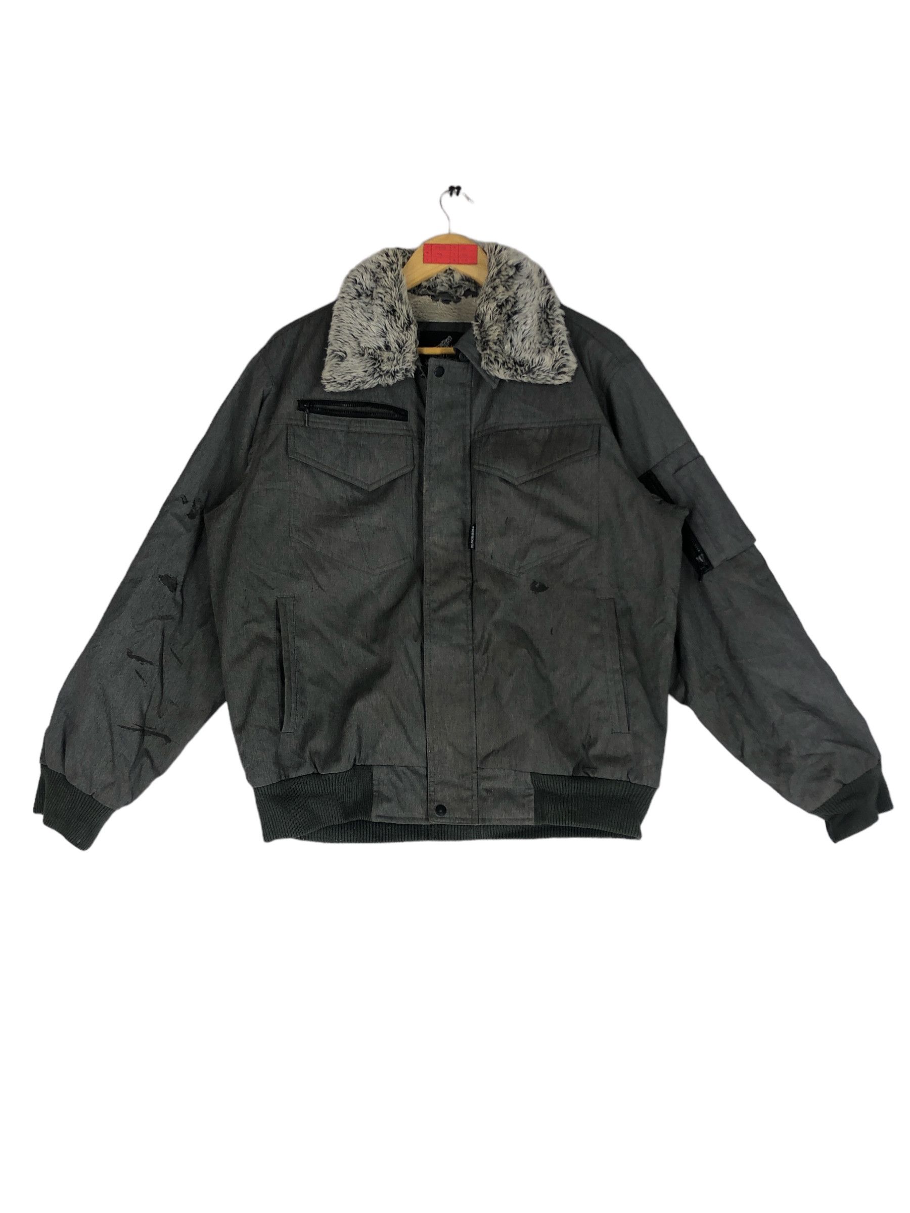 Archival Clothing × Bomber Jacket Vintage Next Black Wolf Fur On the ...