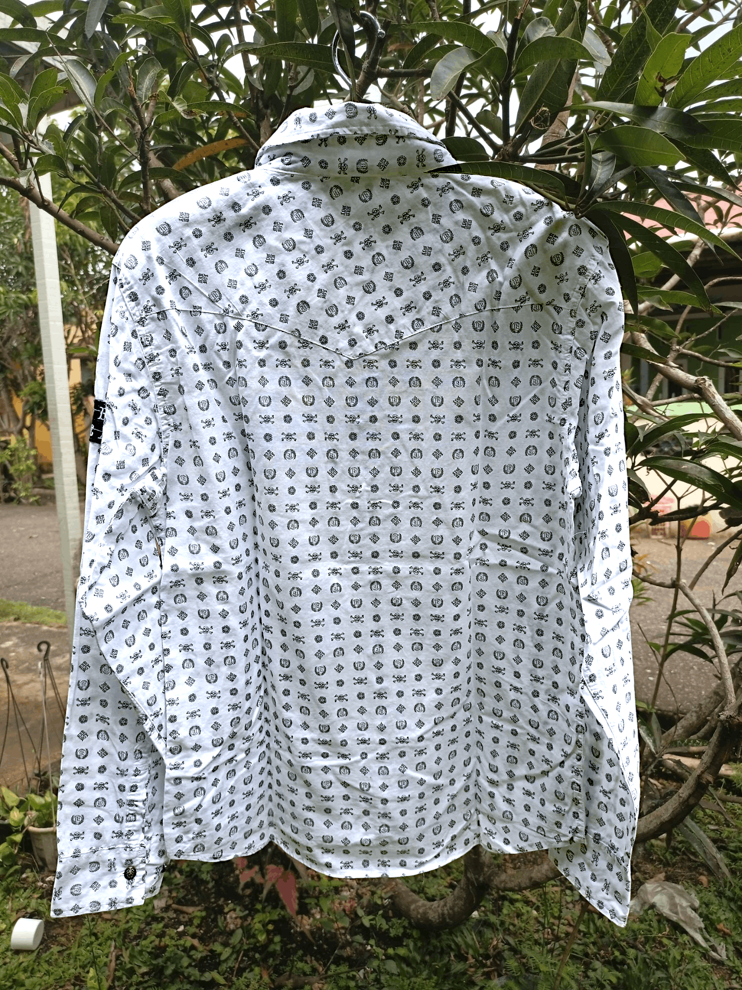 Japanese Brand × Skulls Badboy full Skull print Y2K Poem Shirt | Grailed