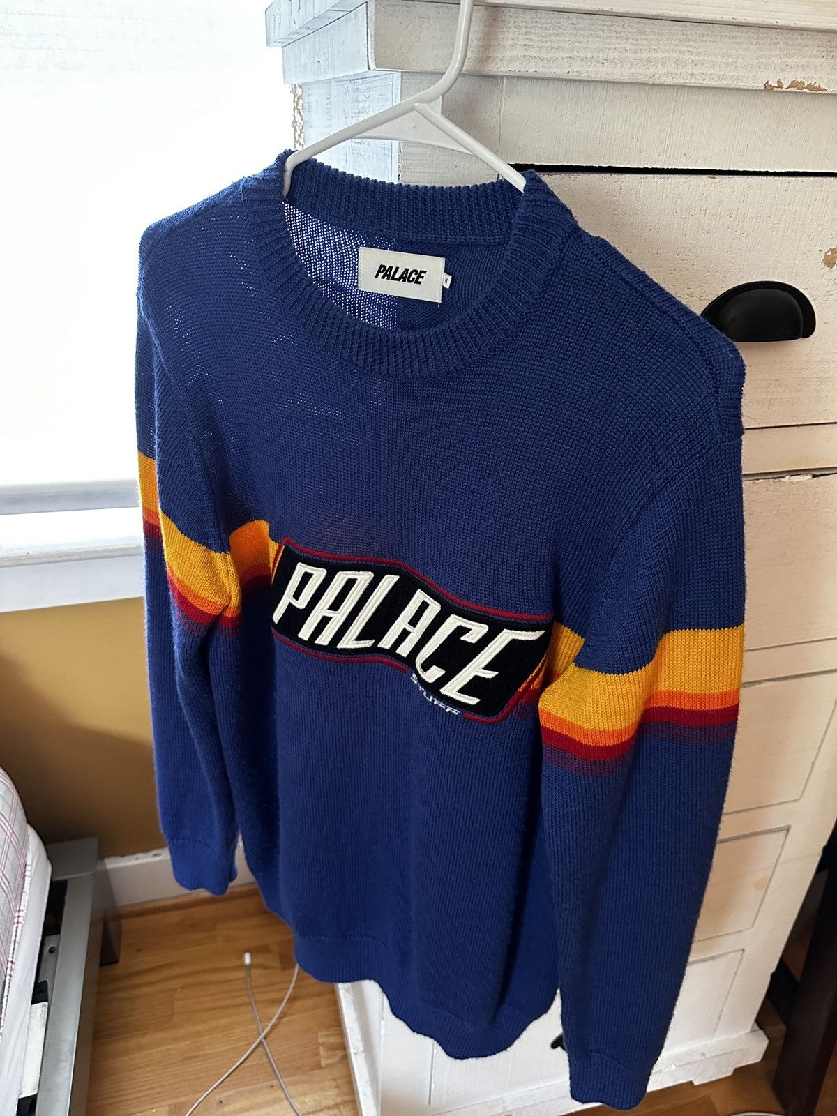 Palace Palace Knit Sweater “Palace Stuff” Blue | Grailed