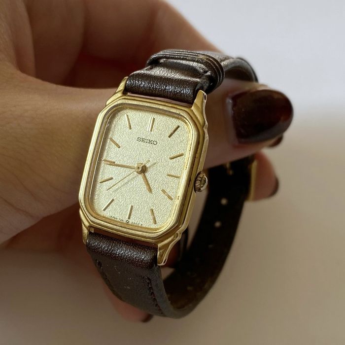Vintage Seiko 90s Rectangular Brown Leather Watch | Grailed