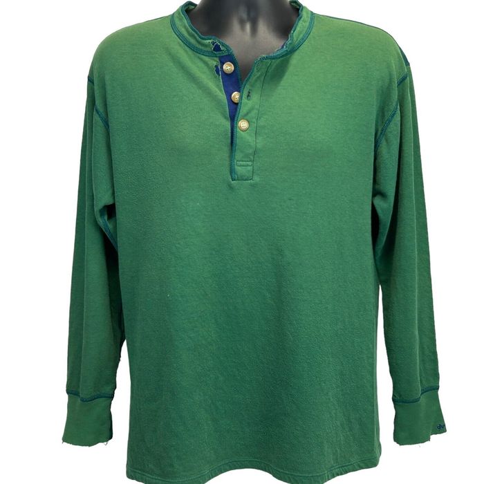 Vintage Distressed Duofold Vintage 70s 80s Henley T Shirt Green Blue ...