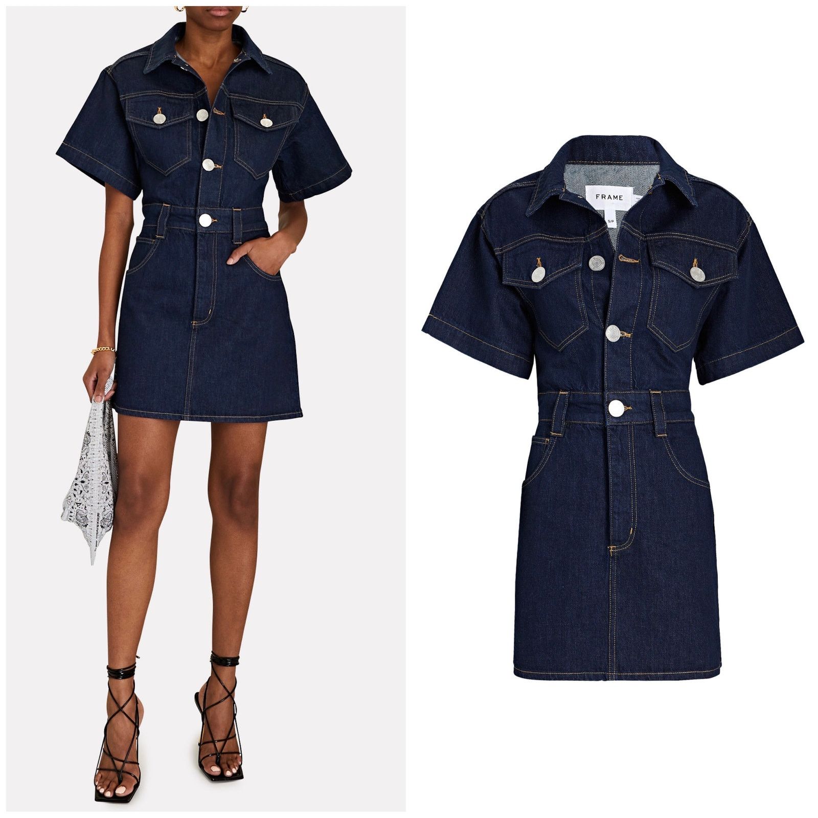 Frame NEW Frame Oversized Detail Denim Dress | Grailed