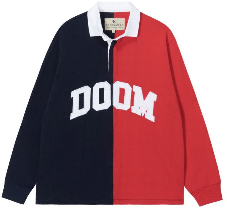 MF Doom MF DOOM/GASDRAWLS DOOMSDAY RED/NAVY/WHITE RUGBY | Grailed